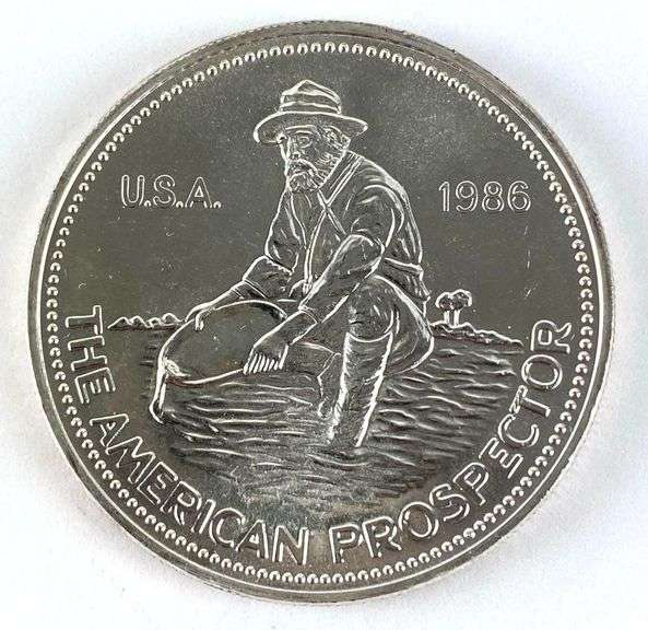 1986 Engelhard The American Prospector 1 oz .999 Fine Silver Round ...