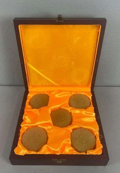 Set of Chinese Quartzite Jade Carved Medallions with Case - Matthew ...