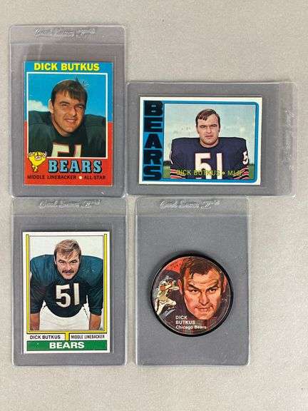 3 - 1971 - 74 Topps Dick Butkus High-Grade Cards + 1971 Mattel Record ...