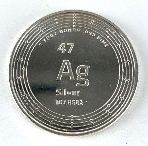 Elemental Ag 1 oz .999 Fine Silver Round - Matthew Bullock Auctioneers