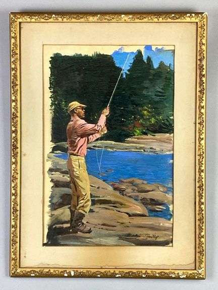 Tom Day Fisherman Oil Painting on Board - Matthew Bullock Auctioneers