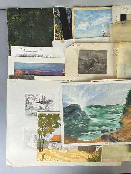 Group of Loose Art Portfolio Pages and More - Matthew Bullock Auctioneers