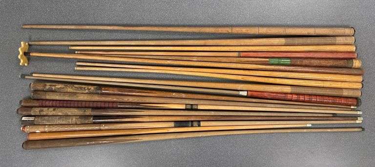 Group of Vintage Pool Cues - Matthew Bullock Auctioneers