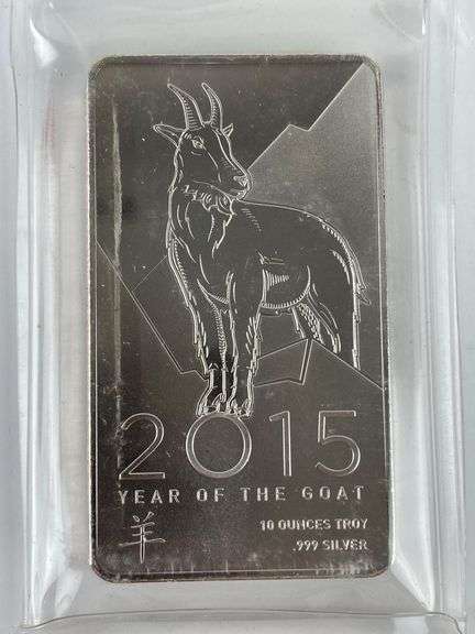 2015 Year of the Goat 10 oz .999 Fine Silver Ingot/ Bar - Matthew ...