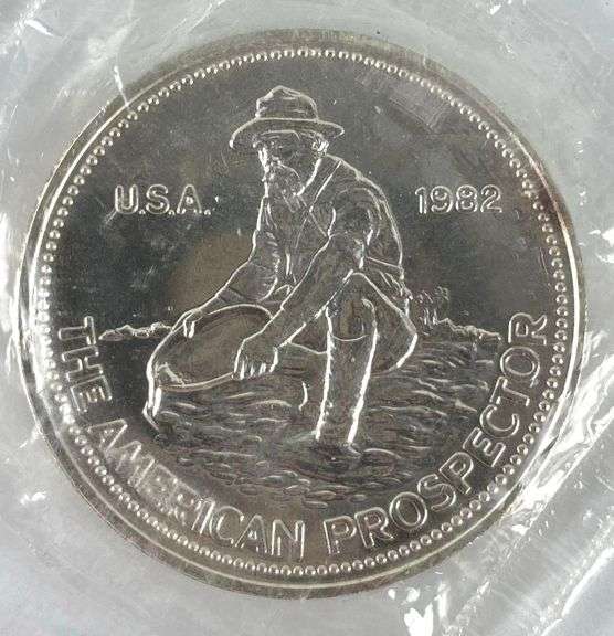1982 Engelhard The American Prospector 1 oz .999 Fine Silver Round ...