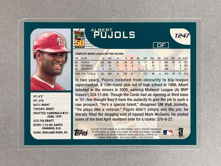 2001 Topps Traded Albert Pujols #T247 Rookie - Matthew Bullock Auctioneers