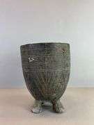 African Style Black Wood Footed Vessel - Matthew Bullock Auctioneers