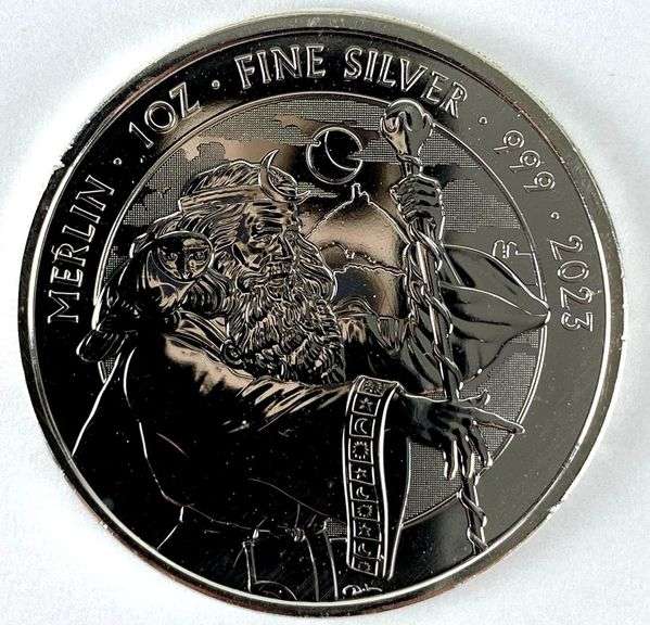 2023 Great Britain 2 Pound Merlin 1 oz .999 Fine Silver Coin - Matthew ...