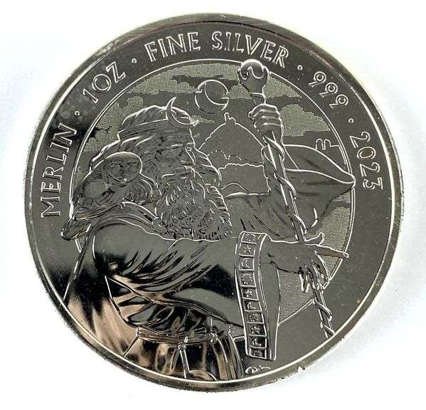 2023 Great Britain 2 Pound Merlin 1 oz .999 Fine Silver Coin - Matthew ...