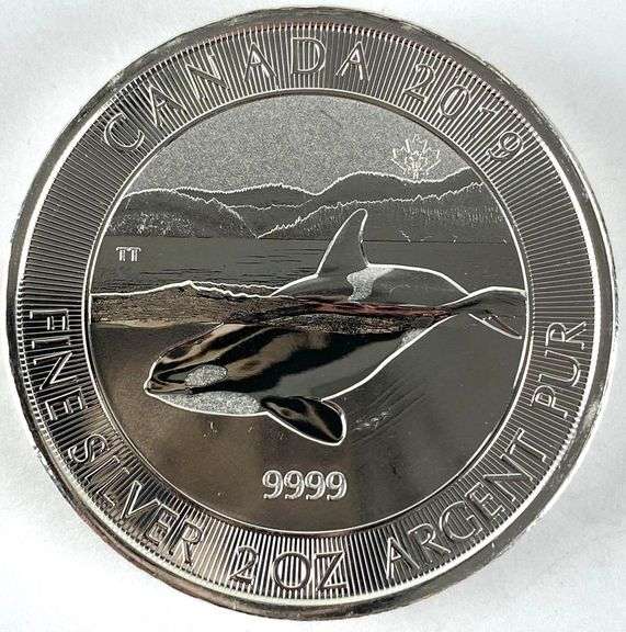 2019 Canada $10 Orca with Maple Leaf Privy 2 oz .999 Silver Coin ...