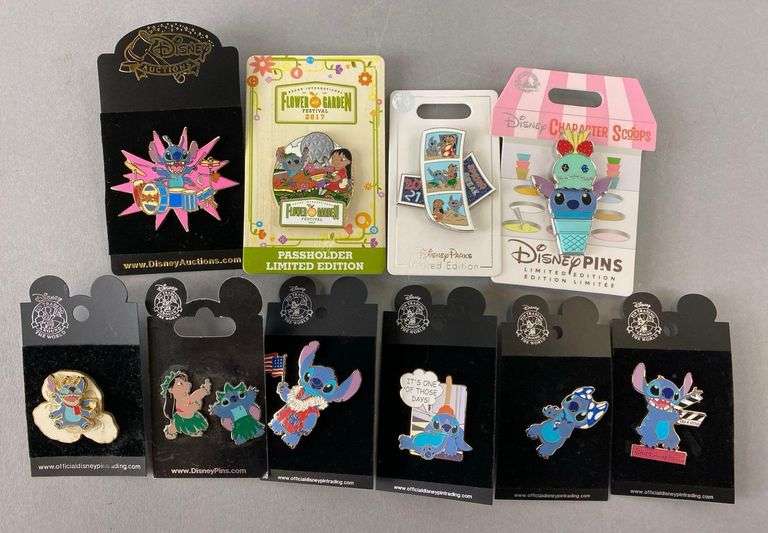Group of 11 Disney Stitch Enamel Pins - Matthew Bullock Auctioneers