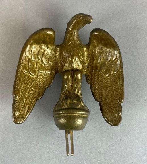 Vintage Brass Eagle American Flag Topper - Matthew Bullock Auctioneers