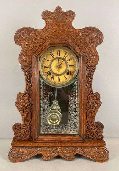 Antique Ansonia Oak Wind-Up Table Clock - Matthew Bullock Auctioneers
