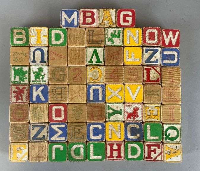 Group of Vintage Wood Alphabet Blocks - Matthew Bullock Auctioneers