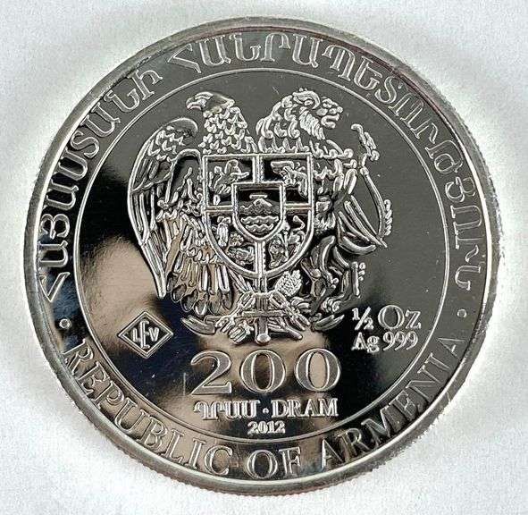 2012 Republic of Armenia 200 Dram Noahs Ark 1/2 oz .999 Fine Silver ...