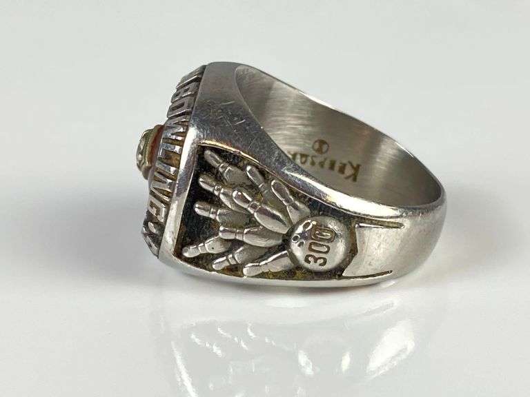 Sterling Silver American Bowling Congress Ruby and CZ Keepsake Ring ...