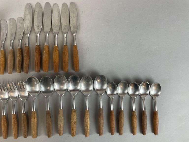 Group of Vintage Dansk Designs Fjord Teak Handle Flatware - Matthew ...