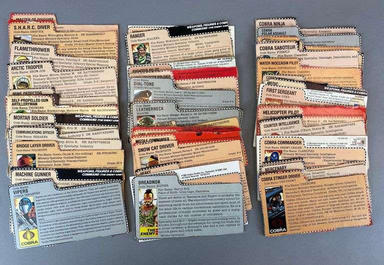 Group of 1980s Hasbro GI Joe Action Figure File Cards - Matthew Bullock ...