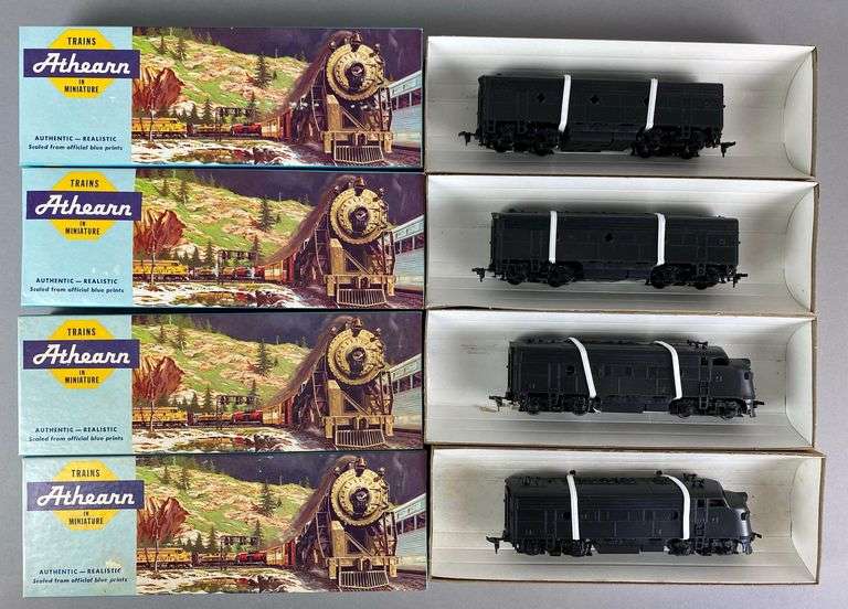 Group of 4 Athearn HO Scale F7 Locomotives and Dummy Cars - Matthew ...