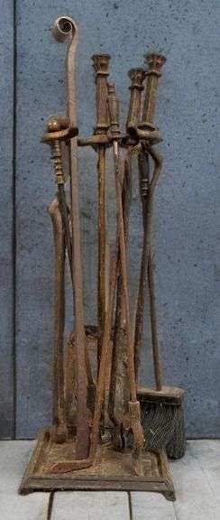 Antique Wrought Iron Fireplace Set - Matthew Bullock Auctioneers
