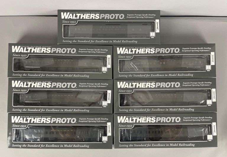 Group of Walthers Proto HO Scale Pullman Passenger Train Cars - Matthew Bullock Auctioneers