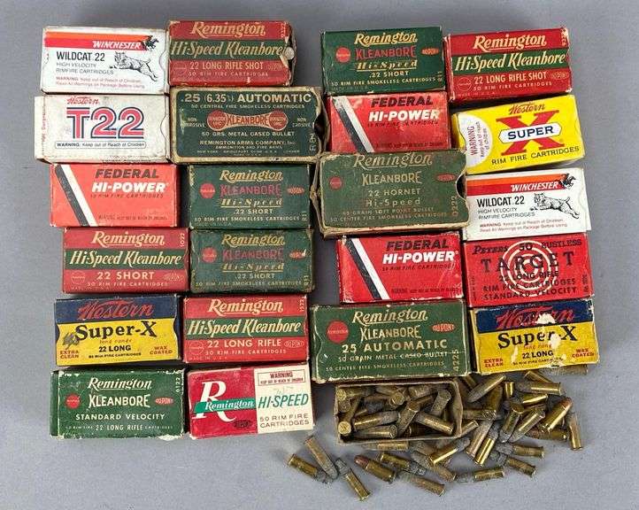 Group of Full / Partially Full .22 Cal Cartridge Boxes - Matthew ...