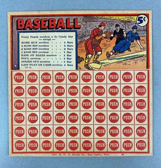 WH Brady Co. 1940s Unpunched Baseball Punched Board - Matthew Bullock ...