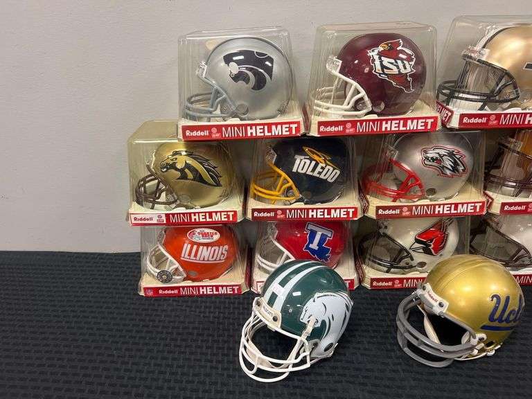 Group of Collegiate Riddell Mini Football Helmets - Matthew Bullock ...