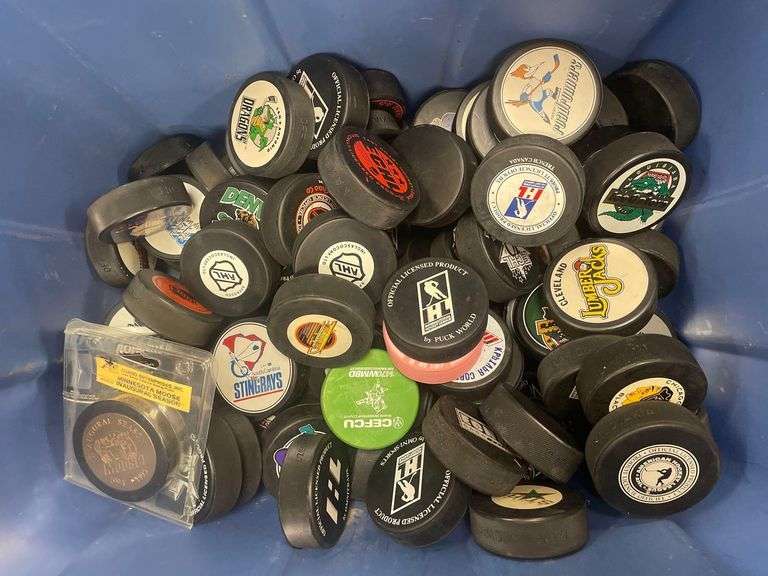 Group of NHL and AHL Hockey Pucks - Matthew Bullock Auctioneers