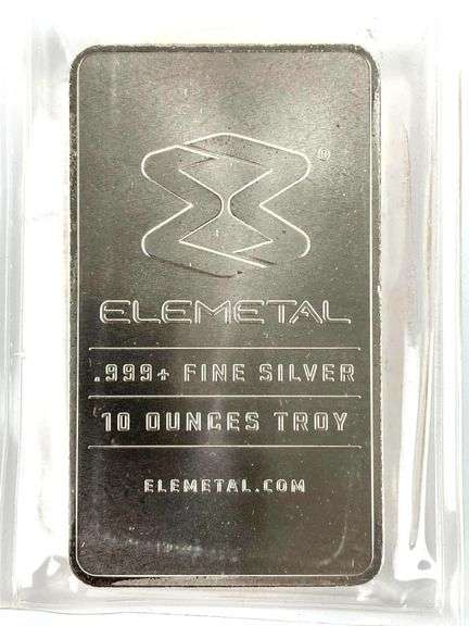 Elemental 10 oz .999 Fine Silver Ingot/ Bar - Matthew Bullock Auctioneers