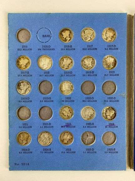 Group of 54 Mercury Silver Dimes in a Whitman Folder - Matthew Bullock Auctioneers