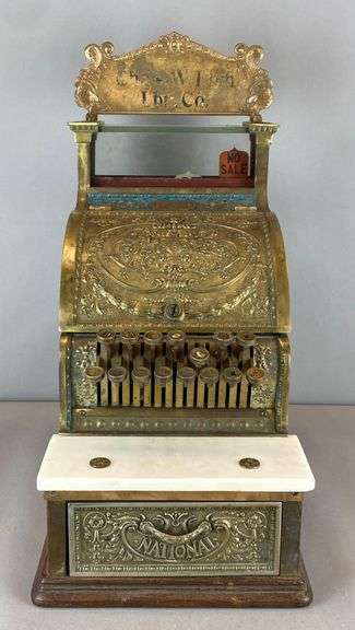 Antique Chas W Fish Lbr. Co. Brass National Cash Register - Matthew ...