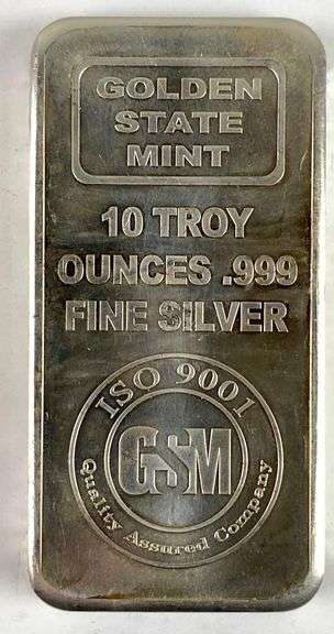 Golden State Mint 10 oz .999 Fine Silver Ingot/ Bar - Matthew Bullock ...
