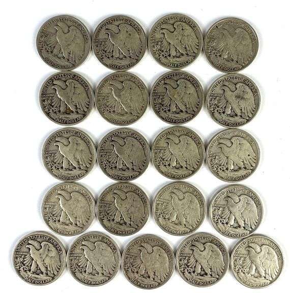 Group of 21 1940 Walking Liberty Silver Half Dollars - Matthew Bullock Auctioneers