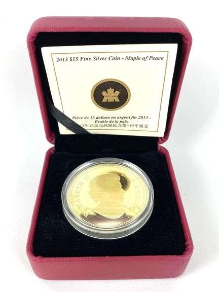 2013 Royal Canadian Mint $15 Maple of Peace 1 oz .999 Fine Silver Coin ...