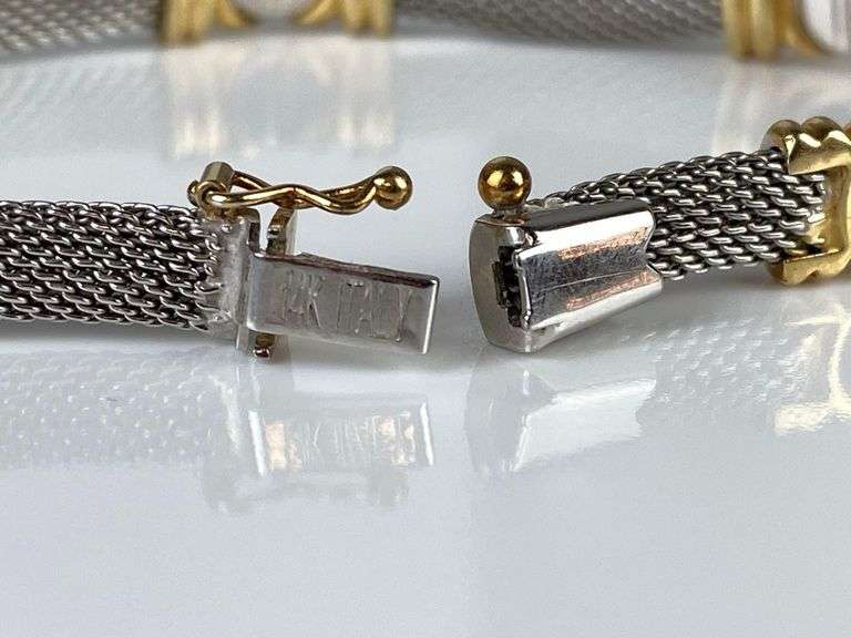 14K Gold and White Gold Mesh/Screw Bracelet - Matthew Bullock Auctioneers