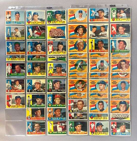 79 - 1960 Topps Baseball Cards with HOFs, Stars, and Rookies - Matthew Bullock Auctioneers