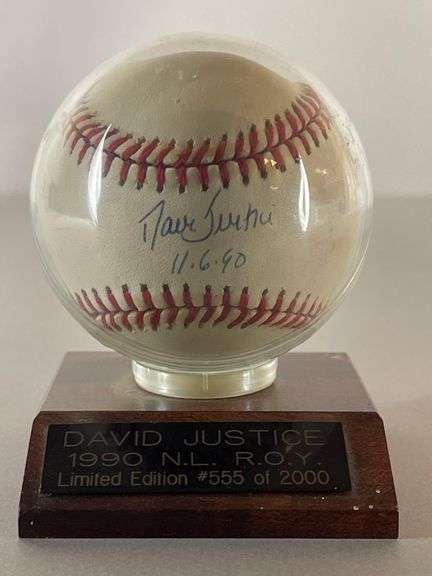 Dave Justice Signed Official MLB NL Rawlings Baseball with Inscription ...