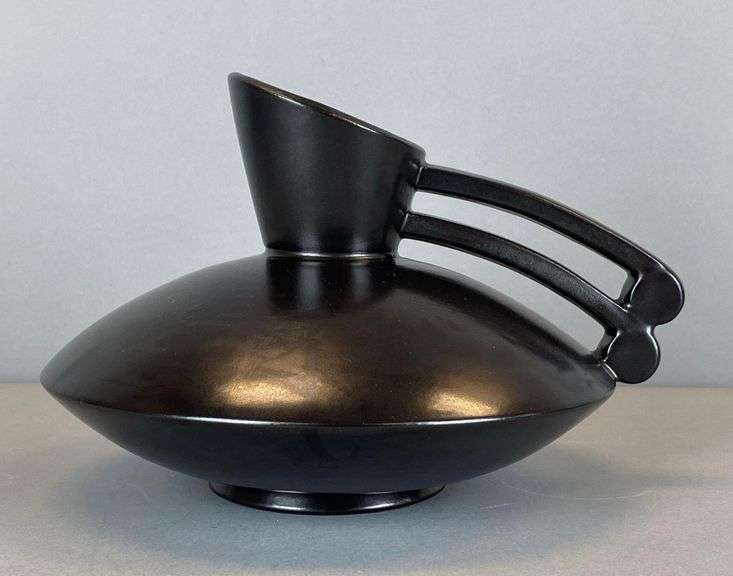 Red Wing Matte Black Art Pottery Pitcher - Matthew Bullock Auctioneers
