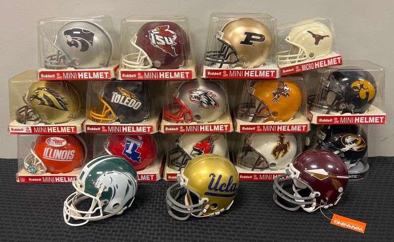 Group of Collegiate Riddell Mini Football Helmets - Matthew Bullock ...