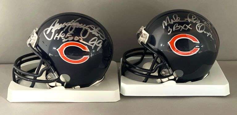 2 - Chicago Bears Signed Mini Helmets - Matthew Bullock Auctioneers