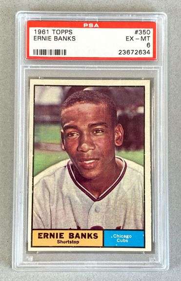 PSA 6 1961 Topps Ernie Banks Baseball Trading Card - Matthew Bullock ...