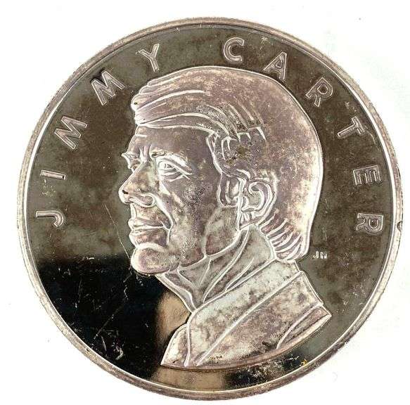 1977 The Franklin Mint Jimmy Carter Inaugural 6.39 oz .999 Fine Silver ...