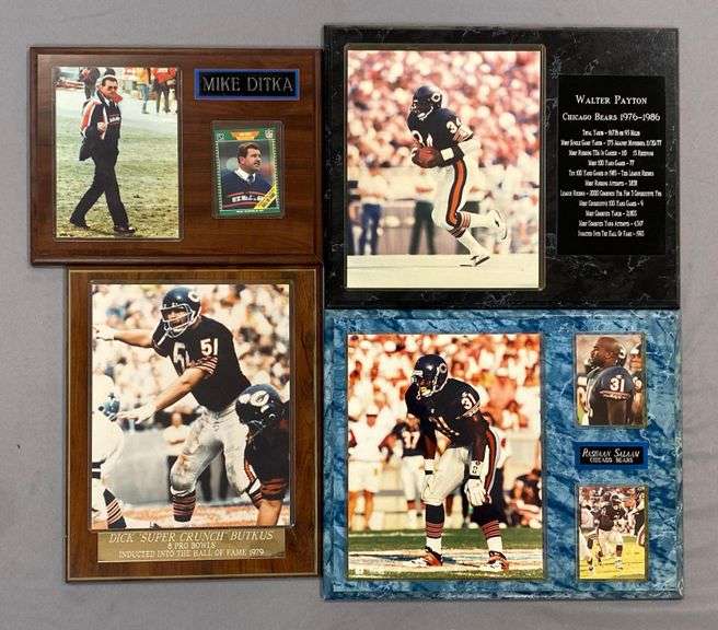 Group of 5 NFL Chicago Bears Players Plaques - Matthew Bullock Auctioneers