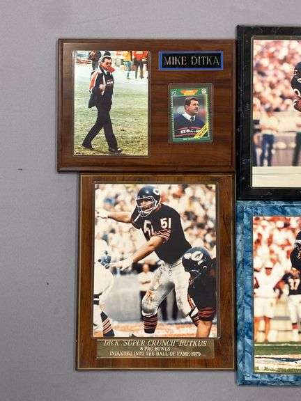 Group of 5 NFL Chicago Bears Players Plaques - Matthew Bullock Auctioneers