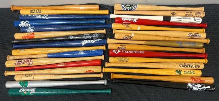 Group of Mostly Minor League Mini Bats - Matthew Bullock Auctioneers