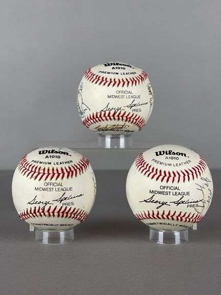 3 - Team Signed Official Midwest League Wilson Baseballs - Matthew ...