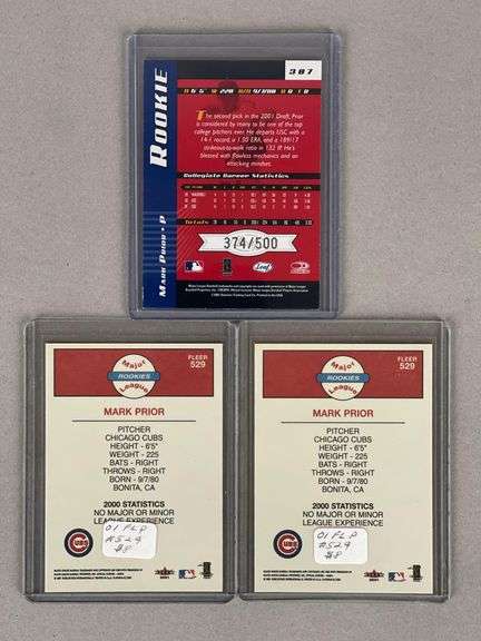 2001 Leaf Limited Auto Mark Prior + 2 - Fleer Platinum Mark Prior ...