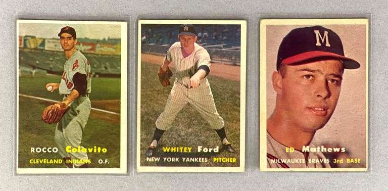 1957 Topps Whitey Ford, Ed Mathews, and Rocco Colavito Cards - Matthew ...