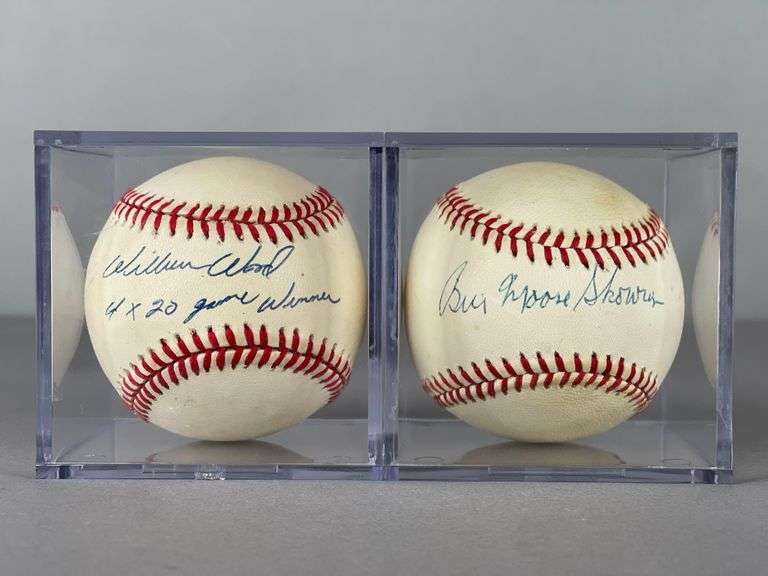 2 - Bill Skowron and Wilbur Wood Signed Official MLB AL Rawlings ...